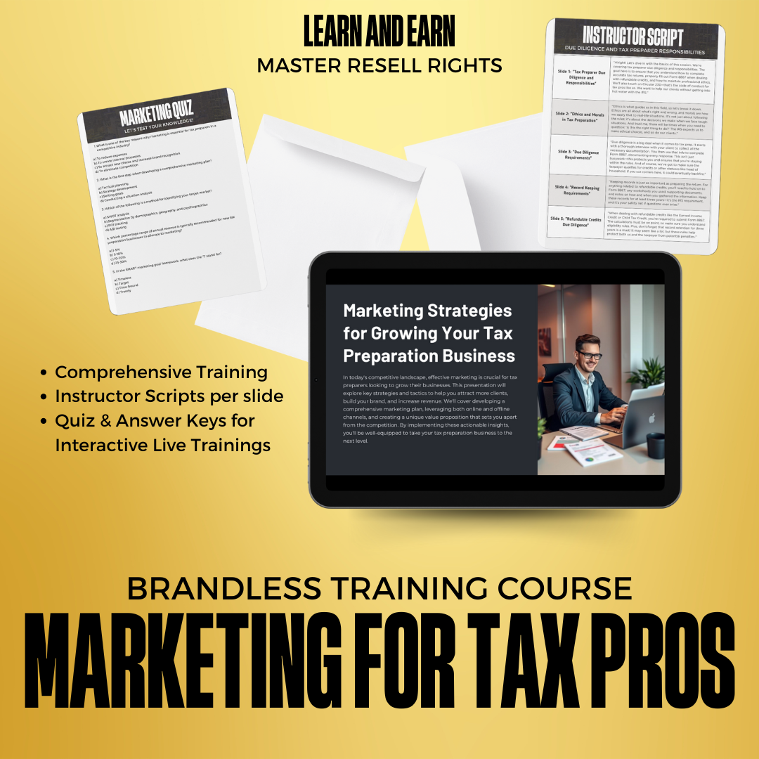 Marketing for Tax Pros Training with Master Reseller Rights - Virtual ...