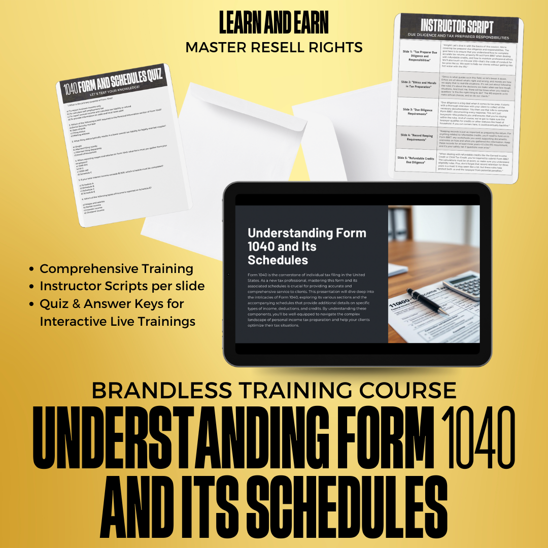 Form 1040 & Schedules Training with Master Resell Rights - Virtual Tax ...
