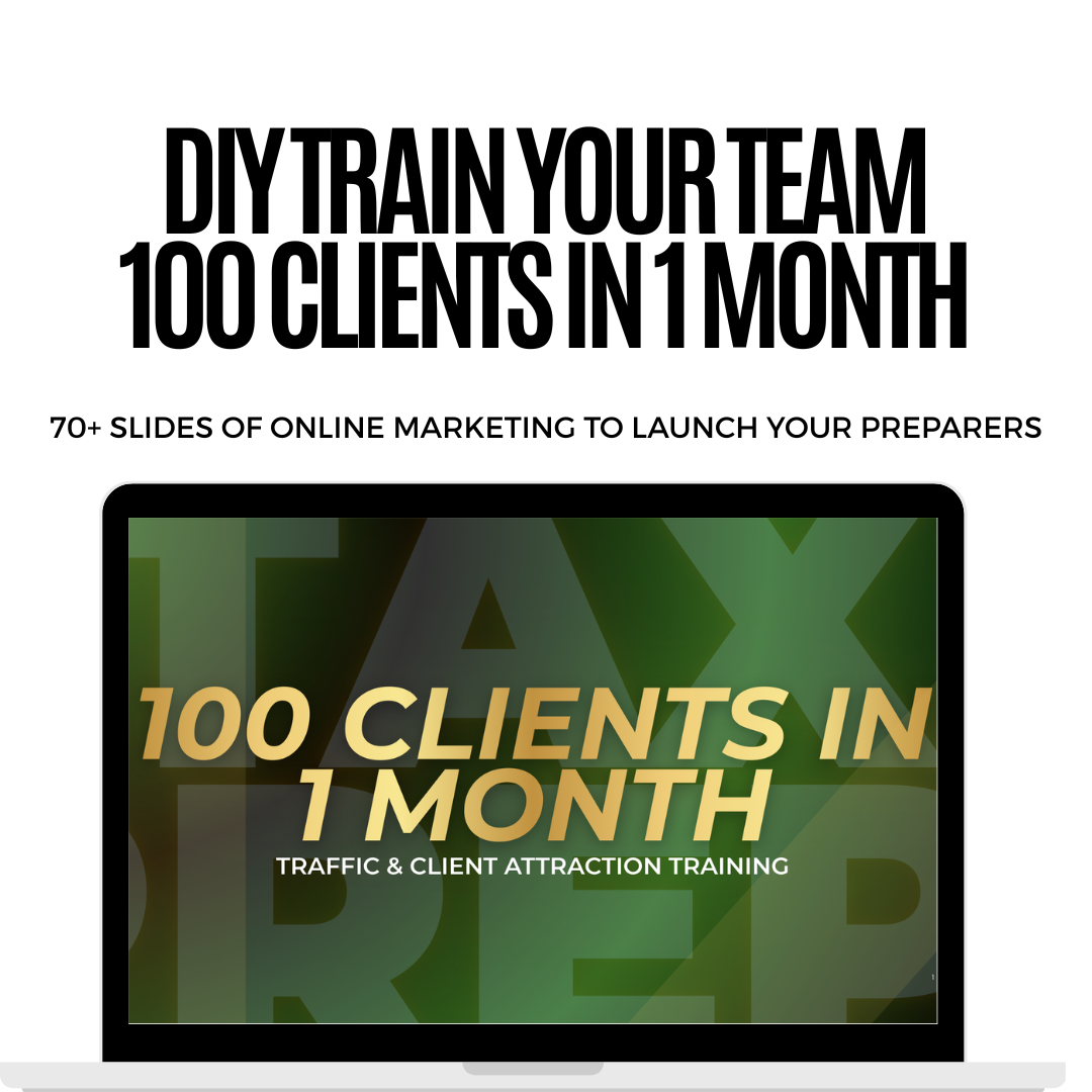 DIY 100 Clients in 1 Month TRAINING - Virtual Tax Boss Academy